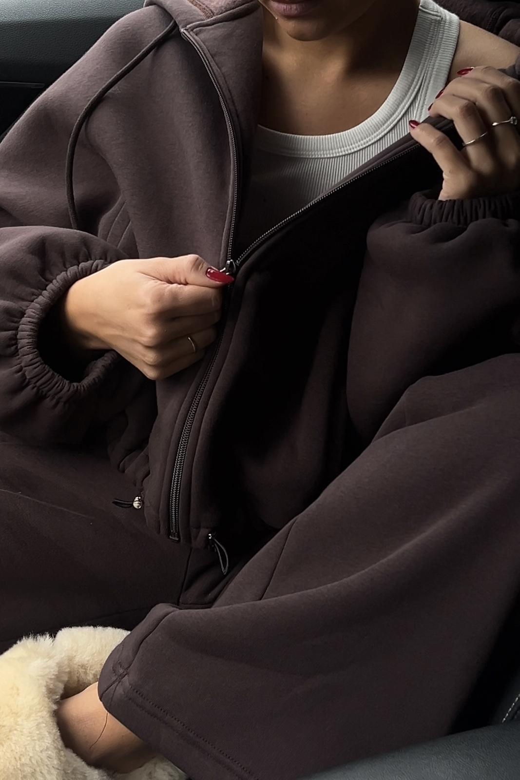 HIBOU Light Melange Zipped Hoodie